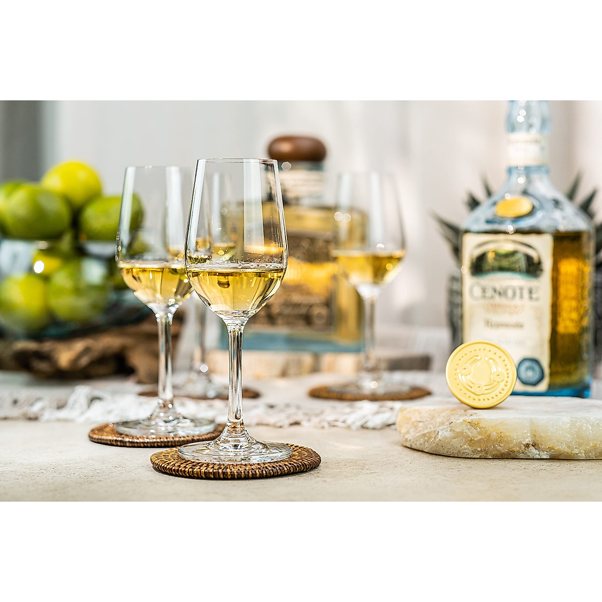 Tequila Tasting and Sipping Glasses | Tequila Glassware Collection | Set of 4 | 5.5 oz Crystal Snifter Copitas for Drinking Blanco, Reposado, Anejo Tequilas | Liquor and Spirits Sippers