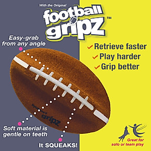 Nylabone Power Play Felt Football Gripz Fetch Toy, Squeaky Ball Chew Toy for Dogs, Large (1 Count)