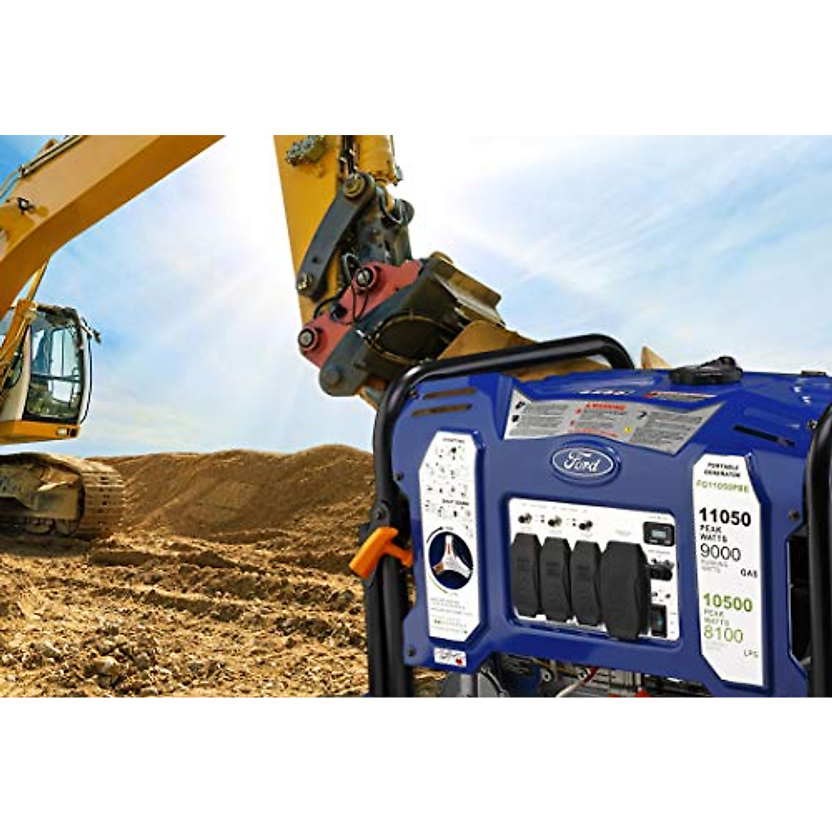 Ford, 11050W Dual Fuel Portable Switch & Go Technology and Electric Start FG11050PBE-A Generator, 11050 Watts, Blue