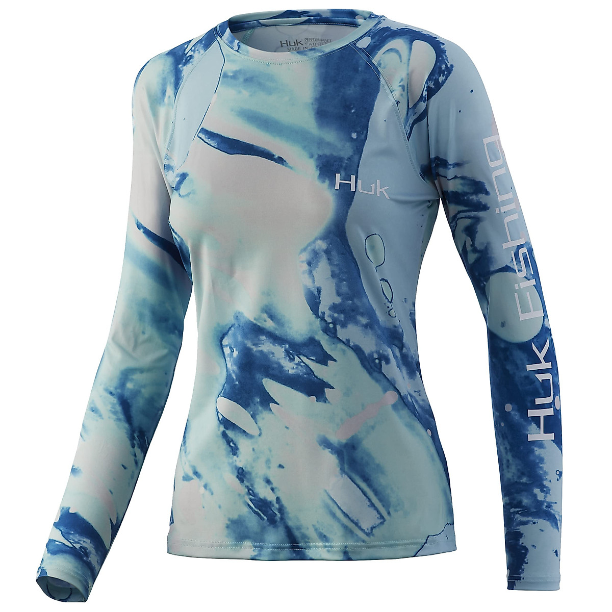 HUK Women's Pursuit Long Sleeve Performance Shirt + Sun Protection, Lava-Seafoam, X-Small