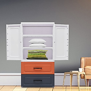 HYYKJ-US 3 Tier Plastic Storage Cabinet with Wheels Freestanding Storage Drawer Units Easy Pull Closet Drawers Tall Dresser for Living Room Bathroom Bedroom 22.4" L x 15.7" D x 43.3" H