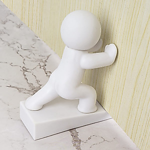 Cute Door Stopper, Buddy Decorative Door Stop, Protects Your Floors (White, 1 Pack)