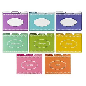 Juvale Wooden Recipe Box with Cards and 24 Dividers with Meat, Veggie, Dessert Tabs (7x5x5 in)