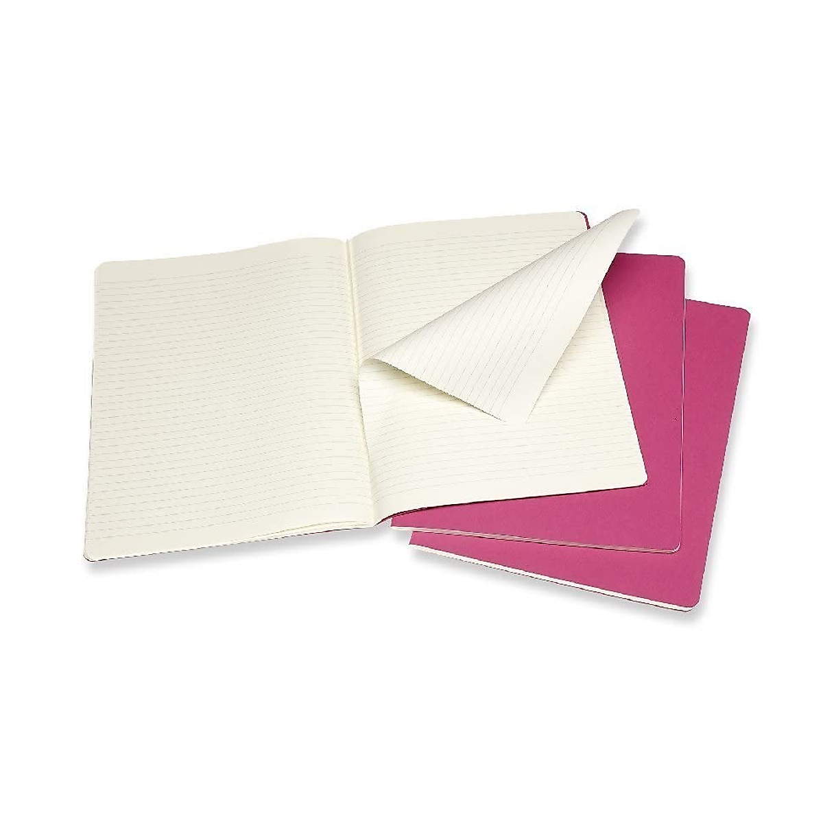 Moleskine Cahier Journal, Soft Cover, XL (7.5" x 9.5") Ruled/Lined, Kinetic Pink, 120 Pages (Set of 3)