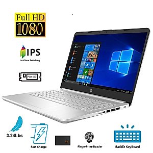 2022 New HP Flagship 14 Laptop: 14" FHD IPS Display, Dynamic 4-Core Intel i3-1125G4(Upto 3.7GHz), 8GB RAM, 256GB SSD, UHD Graphics, Backlit-KYB, FP-Reader, WiFi, Fast Charge, HDMI, USB-C, Win10S, TF