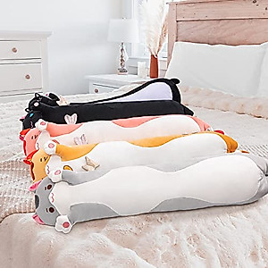 Mewaii Long Cat Plush Body Pillow, 28” Cute Cat Stuffed Animals Soft Plushies, Kitten Plush Throw Pillow Doll Toy Gift for Girlfriend