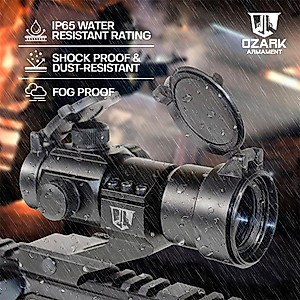 OZARK ARMAMENT Rhino Red Dot Sight for Rifle - Shotgun Scope, 4MOA Rifle Red Dot Sight, Red Dot Scopes for Rifles & Shotgun Scopes with Green Dot Sight & Red Dot Optics for Rifles, Reflex Sight