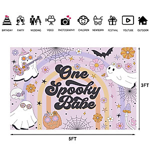 Lofaris Halloween Spooky First Birthday Party Backdrop Girls 1st Birthday Background Groovy Halloween Boo Princess 1 Year Old Birthday Party Supplies 5x3ft