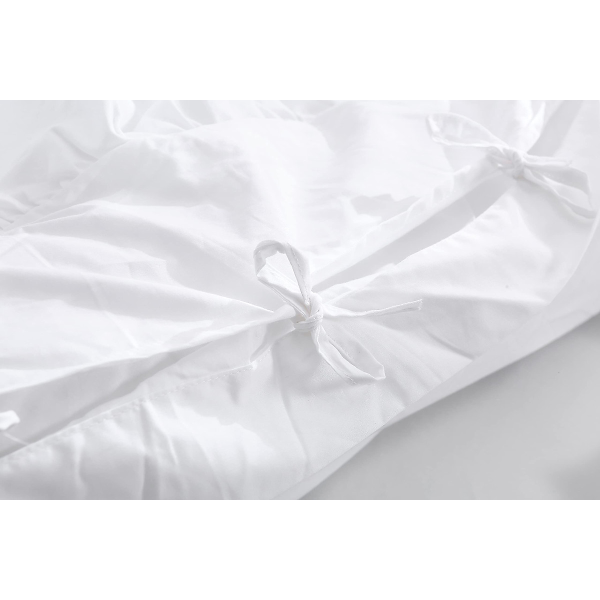 Meaning4 White Twin Duvet Cover with Ruffles and Lace Quilt Cover Egypt Cotton 68x90 Inch 1 Pieces Solid (Not Include Pillowcases and Insert)