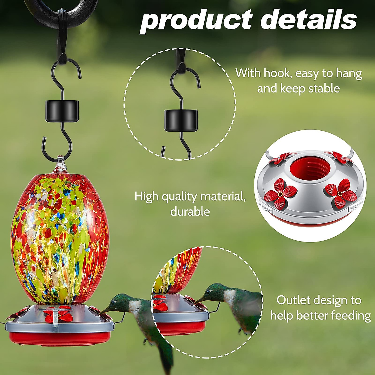 Hummingbird Feeder Bottom Set Hummingbird Feeder Accessories Outdoors Feeder Bottom Plastic Hummingbird Feeders Accessory Hooks Hummingbird Feeder Brushes