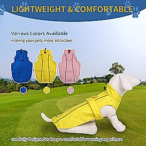 Waterproof Dog Raincoat with Reflective Strip, Adjustable Breathable Rain Coat Jacket with Leash Hole for Pets (Medium, Blue)