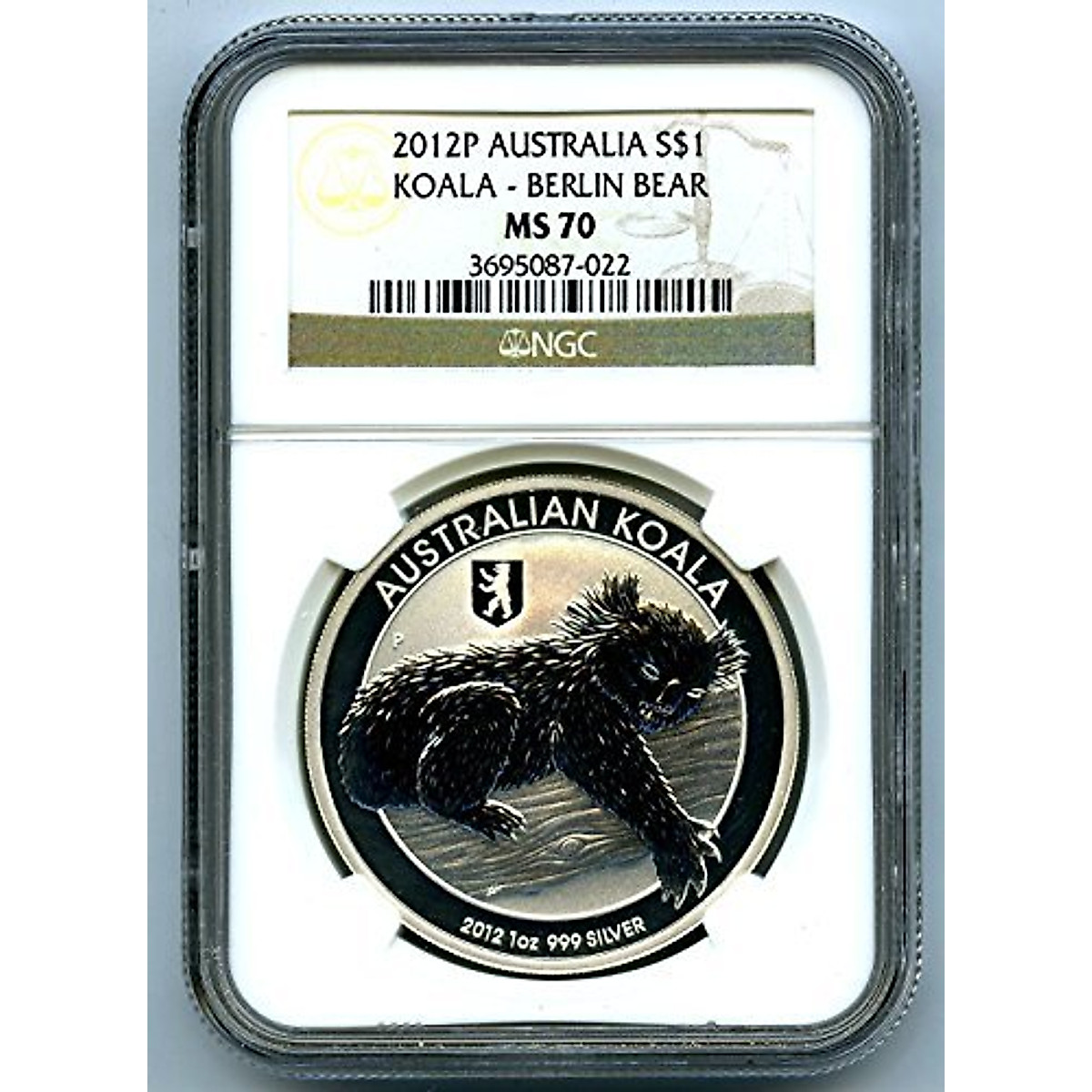 2012 Australia Australian Koala BERLIN BEAR PRIVY .999 Silver Coin 50000 Minted Rare!! $1 MS70 NGC