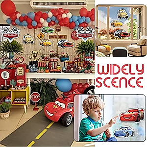 Lnkdeya Cars Lightning McQueen Porch Sign Cutouts Room Wall Door Decor Race Car Birthday Party Garden Outdoor Indoor Decorations Hanging Cards