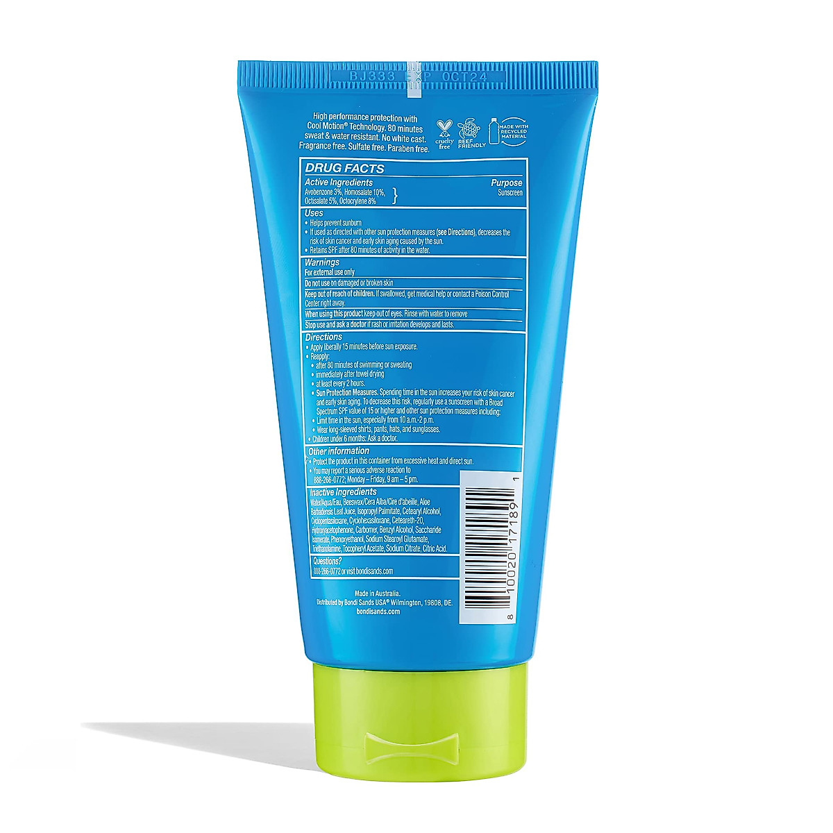Bondi Sands Sport SPF 50 Sunscreen Lotion | High-Performance Protection with Cool Motion Technology, Non-Greasy, Water + Sweat-Resistant | 5.07 Fl Oz