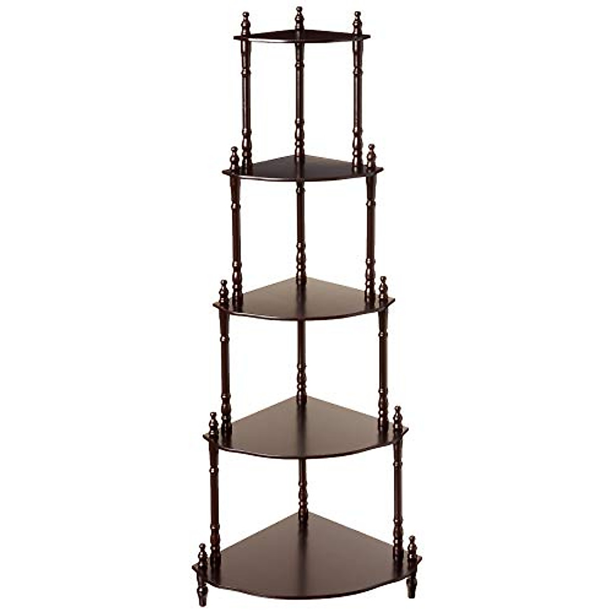 Frenchi Home Furnishing 5-Tier Corner Stand, Mahogany