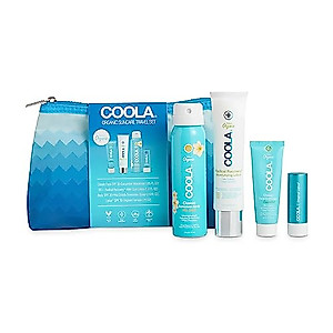 COOLA Organic Sunscreen and Lip Balm SPF 30 Sun Protection Kit, Dermatologist Tested and TSA Approved, Vegan and Gluten Free, 4 Items Total