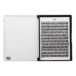 Bodermincer Black Cluster Lashes 240pcs 20D/40D DIY Eyelash Extension D Curl Long Individual Lashes Mixed Tray Faux Mink Lash Clusters Extensions 8-22mm (20D-14mm)