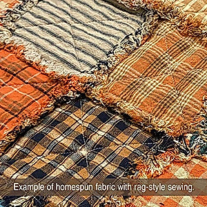 Autumn Pin Plaid Orange, Rust, Gold, Pumpkin Homespun Cotton Plaid Fabric by JCS - Sold by The Yard