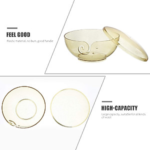 MILISTEN Plastic Yarn Bowl, Knitting Yarn Bowl with Hole, Clear Golden Yarn Holder for Knitting & Crocheting Yarn Ball Holder