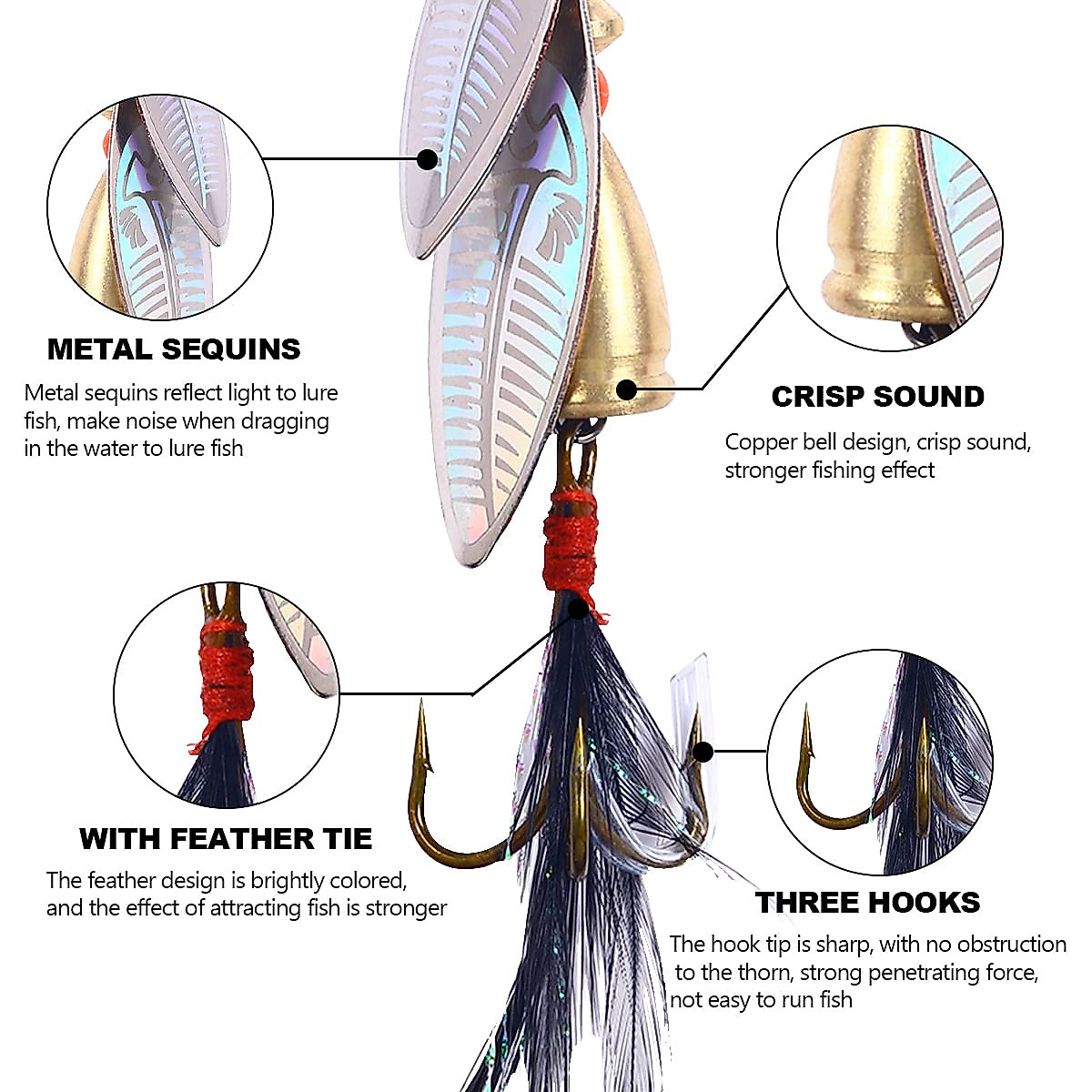 HENGJIA Trout Lures Spinner Baits with 2 Spoons, Rosster Tail Fishing Lures, Spinnerbait for Bass Fishing Lures Kit for Trout, Pike, Steelhead Freshwater Saltwater