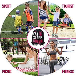 Eccliy 10 Pcs Cheerleaders Drawstring Backpack Bulk Cheer Drawstring Gym Bags Eat Sleep Cheer Gift Bags for Youth Sport Team(Popular Pattern)