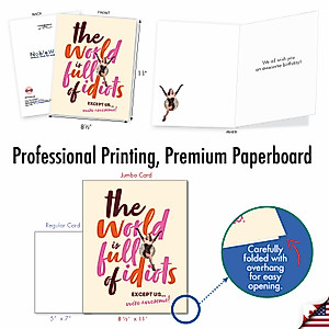 NobleWorks - 1 Jumbo Happy Birthday Card for Women (8.5 x 11 Inch) - Retro Big Humor Stationery for Birthdays - We're Awesome J9310BDG-US