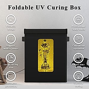 UV Resin Curing Box, Foldable Resin 3D Printed Models Curing Machine for LCD | DLP | SLA 405nm| with Driven Turntable| Time Control |Acrylic Reflector