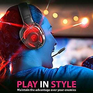 Fosmon Gaming Headset with Detachable Microphone, (50mm NdFeb Magnetic Driver) Strong Bass Over Ear Headphone with Ergonomic Headband Compatible with Xbox PS5 Nintendo Switch PC Laptop Desktop Mac