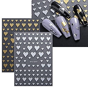 JMEOWIO 12 Sheets Moon Star Nail Art Stickers Decals Self-Adhesive Pegatinas Uñas Gold Silver Nail Supplies Nail Art Design Decoration Accessories