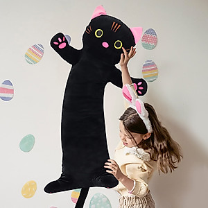 Long Cat Plush Body Pillow, 43'' Long Cat Stuffed Animals Cute Soft Plushies Kawaii Kitten Plush Pillow Doll Toy Cute Plushies Gifts for Kids Girlfriend Birthday