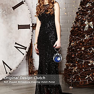 Evevictor Round Ball Shaped Crystal Evening Clutch Purse Rhinestone Wedding Bag Crystal Party Handbag for Women