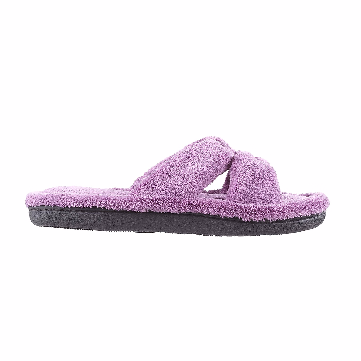 isotoner Women's Microterry Satin X-Slide, Ultraviolet, 8-9