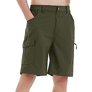 Men's Quick Dry Cargo Hiking Shorts Stretchy Lightweight 5 Pockets Camping Cycling Fishing Work Shorts Army Green 40