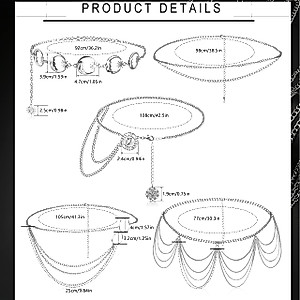 HAIAISO 5PCS Belly Waist Chain Multi-layer Metal Waist Chain Adjustable Body Link Belts Summer Bikini Sexy Waist Body Chain Jewelry for Women(Silver)