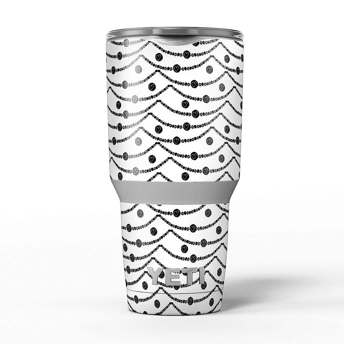 Design Skinz Slate Black Tiny Hearts on Powerlines - Skin Decal Vinyl Wrap Kit Compatible with The Yeti Rambler Cooler Tumbler Cups