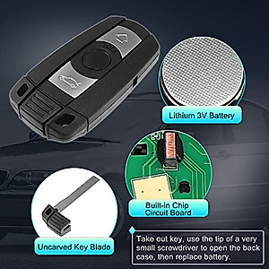 X AUTOHAUX 2pcs 315MHz KR55WK49127 Replacement Smart Proximity Keyless Entry Remote Car Key Fob for BMW 1 3 5 6 Series 2006-2014 3 Buttons with Door Key 46 Chip