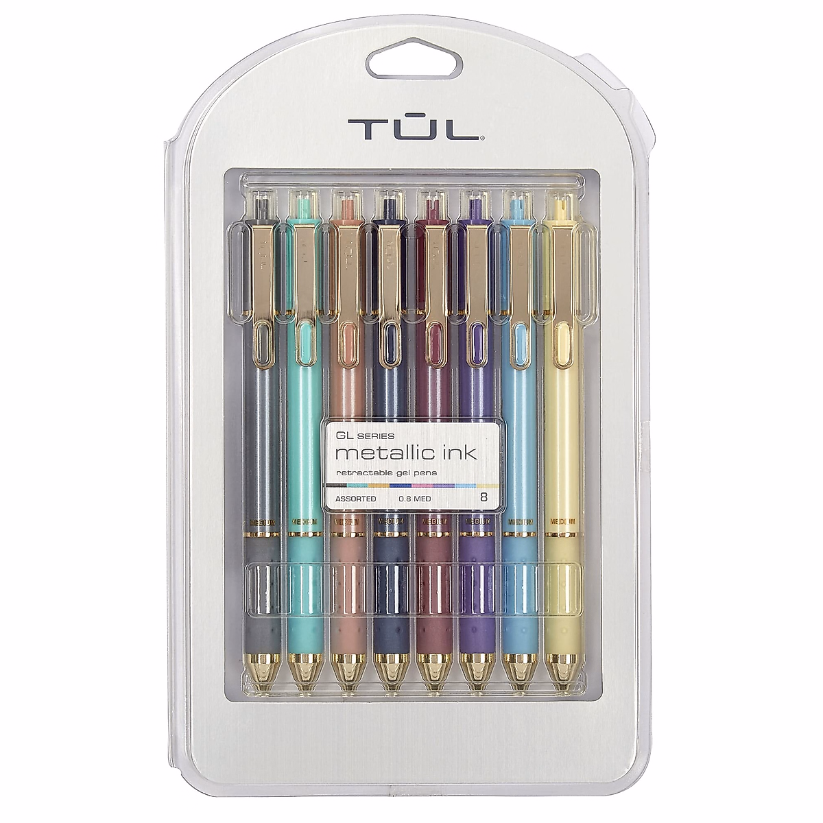 TUL Limited Edition Metallic Brights Retractable Gel Pens Medium Point 0.8 mm Assorted Barrel Colors