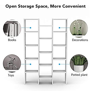 Tribesigns Modern Bookcase, 5-Shelf Storage Organizer Bookshelf with 14-Cube Display Book Shelf for Home Office, Living Room and Bedroom (White)