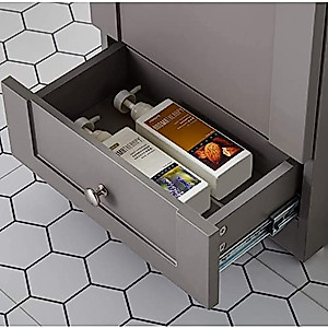 Mogiyin 18 Inch Vanity Small Bathroom Vanity,Modern Bathroom Vanities Small Bathroom Sink Vanity Combo with White Countertop Ceramic Vessel Sink,Narrow Bathroom Vanity 1 Door 1 Drawer Grey Khaki