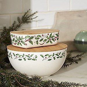 Lenox 893501 Holiday Rectangular Server With Wooden Lid