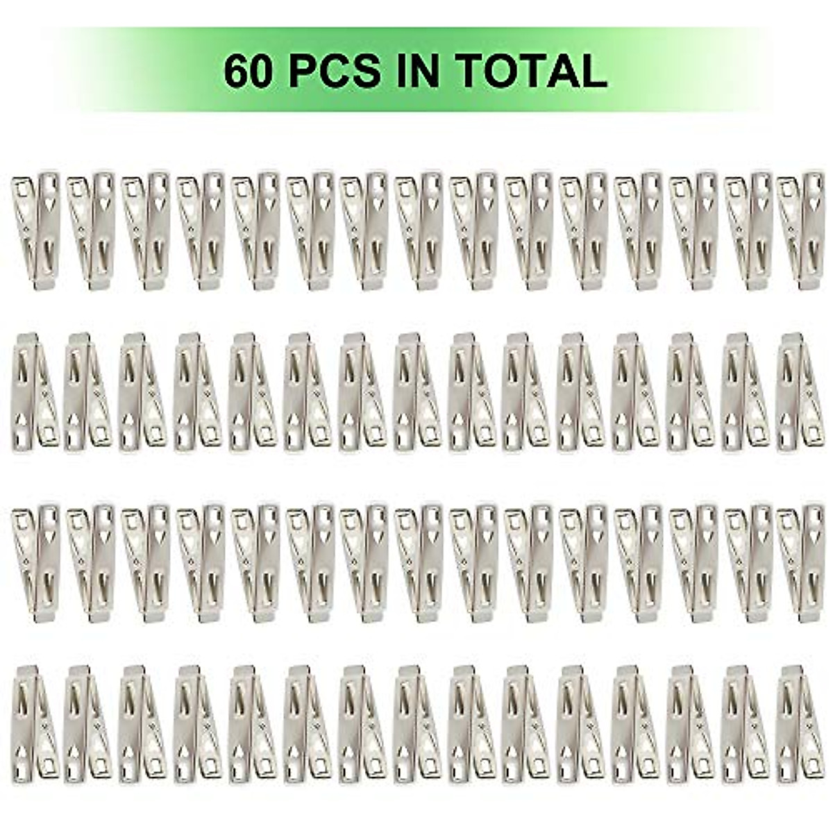 VIPbuy 60 PCS Strong Stainless Steel Clothes Pins Metal Laundry Clips with Storage Box for Clothes Sock Food Sealing Photos