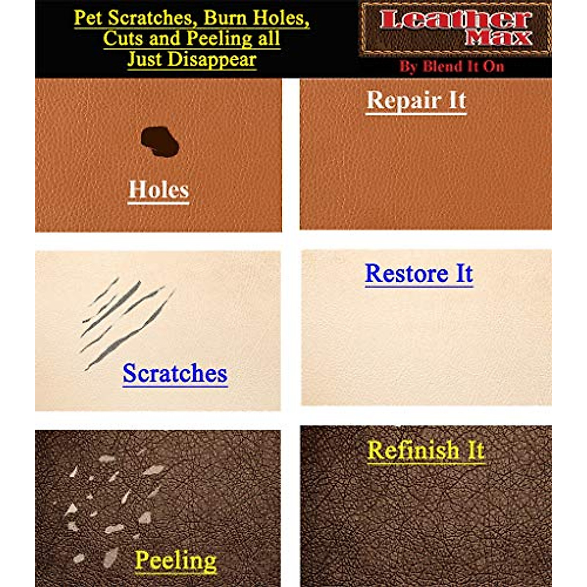 Leather Max Complete Leather Refinish, Restore, Recolor & Repair Kit/Now with 3 Color Shades to Blend with/Leather & Vinyl Refinish (Neutral Mix)