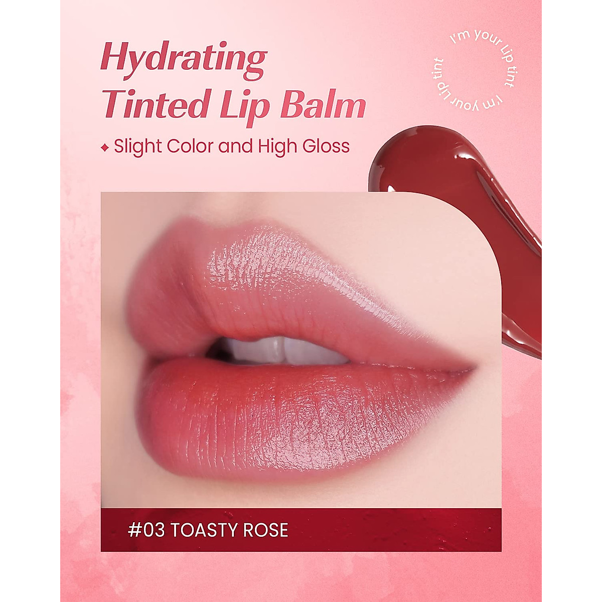 AMTS Tinted Lip Balm - 03 Toasty Rose | Hydrating Lip Butter, Moisturizing Lipstick | Daily Natural Lip Makeup for dry, cracked, chapped lips | korean beauty Lip Tint