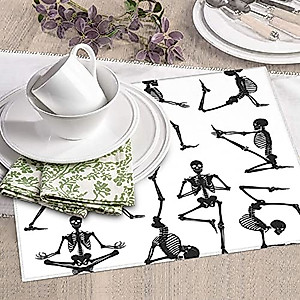 Human Skeletons Black Printed Drying Mat For Kitchen Ultra Absorbent Microfiber Dishes Drainer Mats Non-Slip Silicone Quick Dry Pad - 18 X 16inch