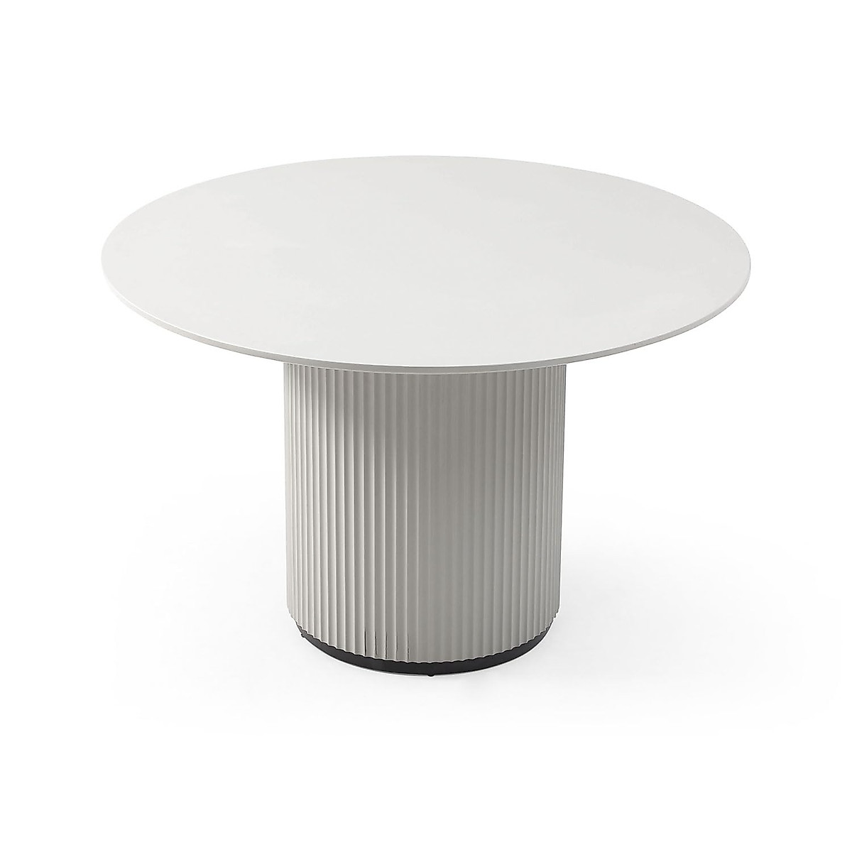 LyuHome 47.24" Round Wood Dining Table, Modern Kitchen Table with Wooden Pedestal Base, Mid Century Circular Tabletop Leisure Coffee Table Dining Room Table Furniture φ47.24"x29.52"H Grey