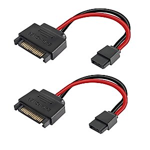 MEIRIYFA SATA 15-Pin Male to SATA 6-Pin Female Slimline Power Adapter Cable SATA 15 Pin to 6 Pin Power Adapter Cable (2 Pack)