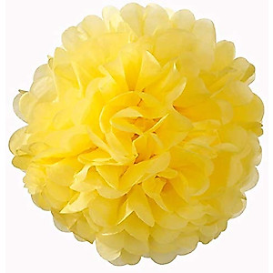 IGUO 30pcs Tissue Pom Poms Party Supplies,Yellow Navy Blue White Silver Birthday Party Decorations Paper Tassel Garland for Bridal Shower Wedding School Ceremony Graduation Theme Party Supplie