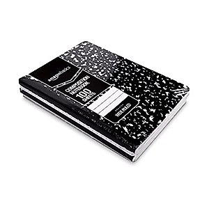 Amazon Basics Wide Ruled Composition Notebook, 100 Sheets, Marble Black, 4-Pack