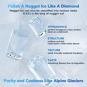 57LB/D AEOCKY Nugget Ice Maker with 4.8LB Ice Bin & 136OZ Tank, Large Sonic Ice Machine Countertop with Water Hose, Compatible with Smart Plug, Self Cleaning, for Big Family, Party, Camping, RV