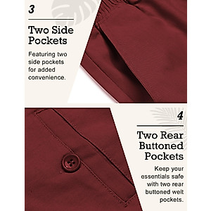 COOFANDY Light Pants for Men Summer Elastic Waist Casual Beach Slacks Linen Blend Trousers (Wine Red, XXXL)